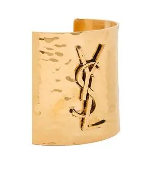 Saint Laurent Logo Hammered Cuff