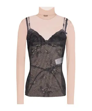 Balenciaga Lace Tulle High Neck Top