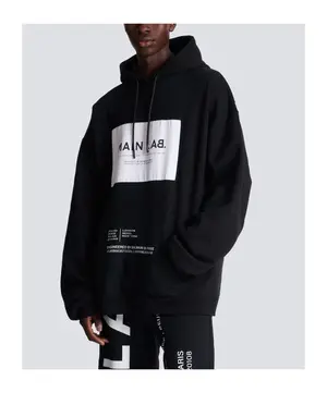 Balmain Drawstring Logo Printed Hoodie