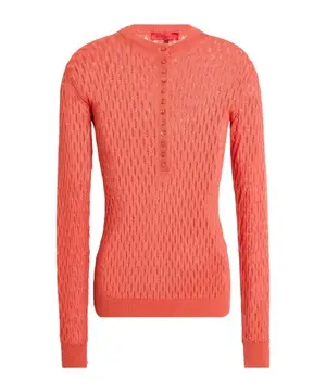 MAXCO. Max&co. Button Neck Fine Knit Sweater - Red