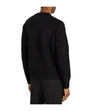 AMI Paris Red Heart Logo Crew Neck Knit Sweater