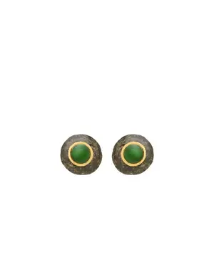 Saint Laurent Cabochon Earrings In Ceramic - Green