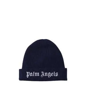 Palm Angels Logo Embroidered Beanie - Black