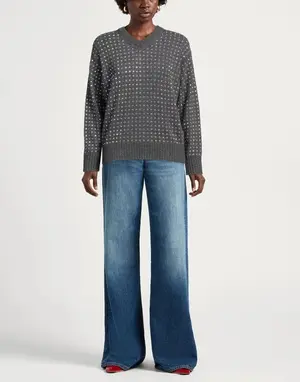 Sportmax Embellished V-neck Long Sleeve Knit Sweater