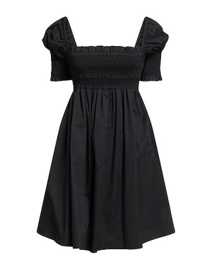 Tory Burch Short Sleeve Square Neck Flared Dress - Black