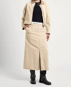 MAXCO. Flared Midi Skirt With Front Slit