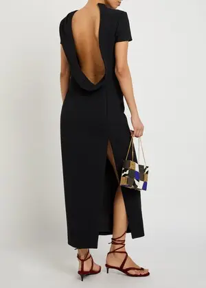 Khaite Draped Open-back Crepe Maxi Dress - Black