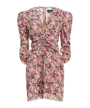 Isabel Marant Étoile Floral Print Gathered Long Sleeve Sheath Dress