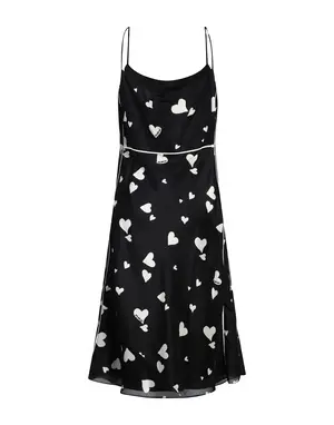 Marni Two-tone Satin Slip Dress With Heart Print