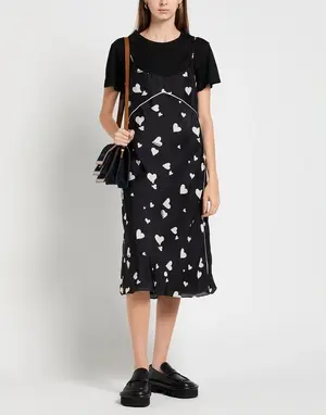 Marni Two-tone Satin Slip Dress With Heart Print