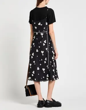 Marni Two-tone Satin Slip Dress With Heart Print