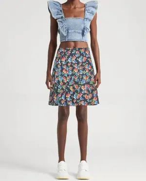 MAXCO. Max&co. Pleated Floral-print Mini Skirt
