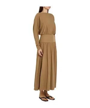 TOTEME Gathered Crepe-jersey Midi Dress - Brown