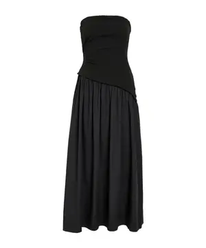 Staud Strapless Stretch-cotton Midi Dress - Black