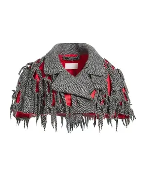 MAISON MARGIELA Wool Color-blocked Cape With Fringe