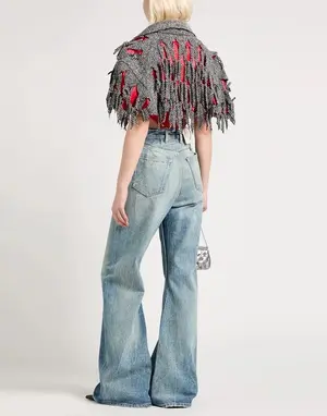 MAISON MARGIELA Wool Color-blocked Cape With Fringe