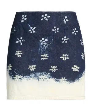 Marni Denim Floral Print Midi Skirt
