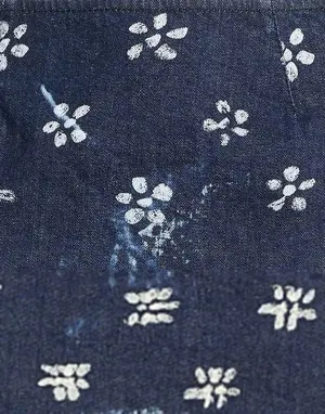 Marni Denim Floral Print Midi Skirt
