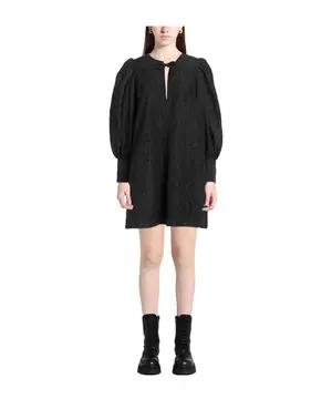 GANNI Plain Colour Short Dresses - Black