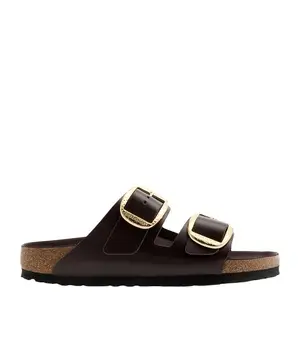BIRKENSTOCK Arizona Big Buckle Glossed Leather Sliders
