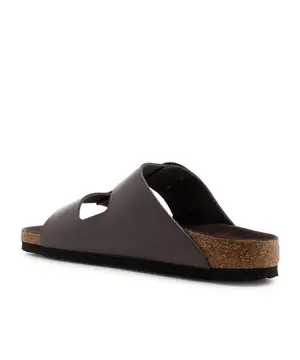 BIRKENSTOCK Arizona Big Buckle Glossed Leather Sliders