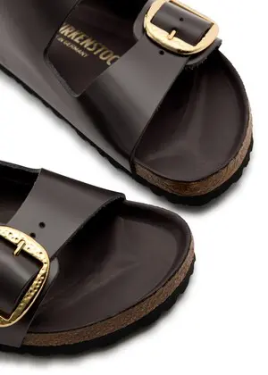 BIRKENSTOCK Arizona Big Buckle Glossed Leather Sliders