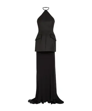 Sportmax Two-piece Twill And Silk Maxi Dress - Black