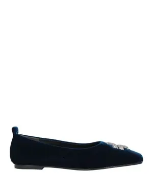Tory Burch Velvet Ballet Flats With Crystal Embellishments - Black