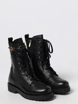 TWINSET Chain And Oval T Leather Combat Boots