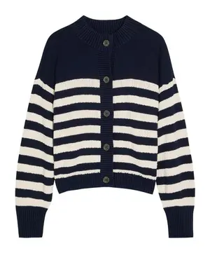 FRAME Striped Cotton Cardigan