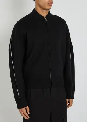 Givenchy Couture Logo-intarsia Wool-blend Cardigan - Black