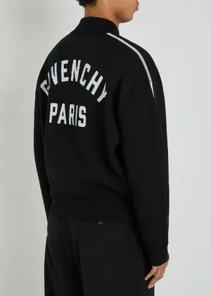 Givenchy Couture Logo-intarsia Wool-blend Cardigan - Black