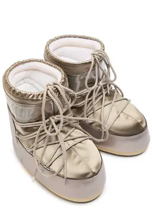Moon Boot Icon Padded Metallic Satin Snow Boots - Nude