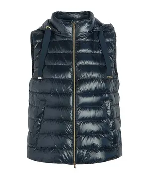 Herno Padded Hooded Glossed Shell Gilet - Black