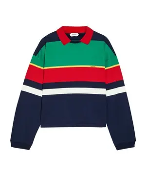 Versace Striped Cotton Polo Sweatshirt - Black