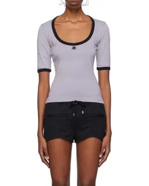 COURREGES Rib Knit T-shirt
