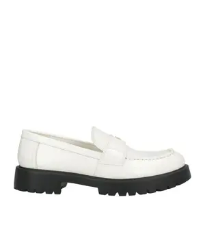 Tory Burch Round Toe Glossy Loafers - White