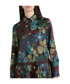MAXCO. Max&co. Floral Print Shirt Dress With Pleated Skirt