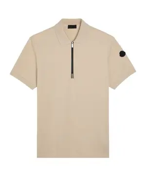 Moncler Half-zip Piqué Cotton Shirt - Nude