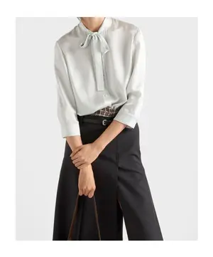Prada Satin Crepe Shirt With Shawl Collar