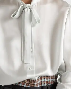 Prada Satin Crepe Shirt With Shawl Collar