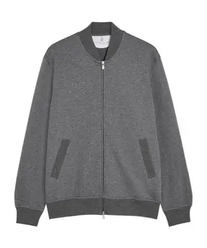 Brunello Cucinelli Zip-through Cotton-blend Sweatshirt - Gray