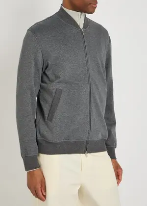 Brunello Cucinelli Zip-through Cotton-blend Sweatshirt