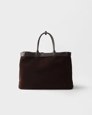 Prada Suede Tote Bag With Belt Detail - Dark Brown