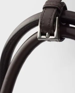 Prada Suede Tote Bag With Belt Detail - Dark Brown