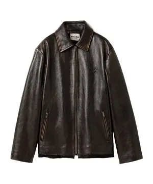 Miu Miu Nappa Leather Jacket - Brown