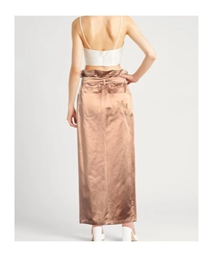 Max Mara Satin Maxi Skirt With Belted Waist