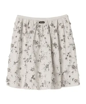 Miu Miu Embroidered Duchesse Skirt - White