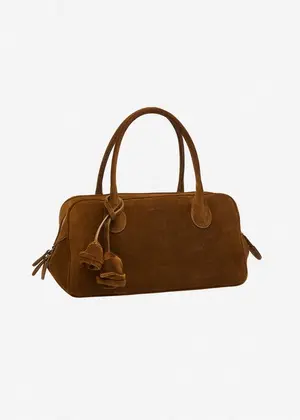 Magda Butrym Brigitte Suede Handbag With Flower Charm - Light Brown