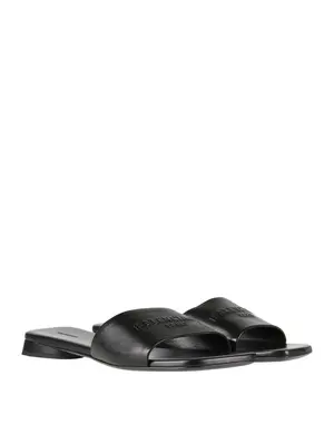 Balenciaga Logo Embossed Leather Flat Slippers